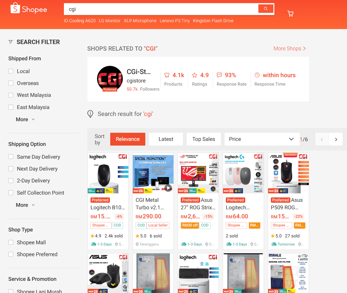 Shop Page - CGi-Store